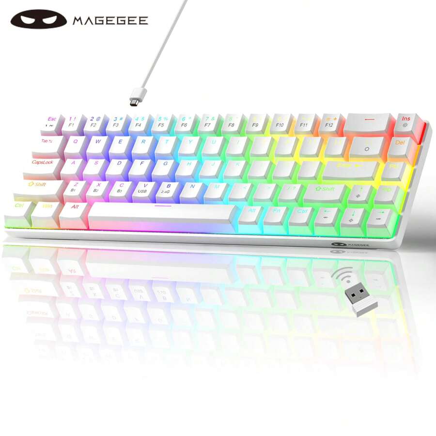 MageGee 60% Wireless Gaming Mechanical Keyboard, 2.4G/BT5.0/USB-C ...