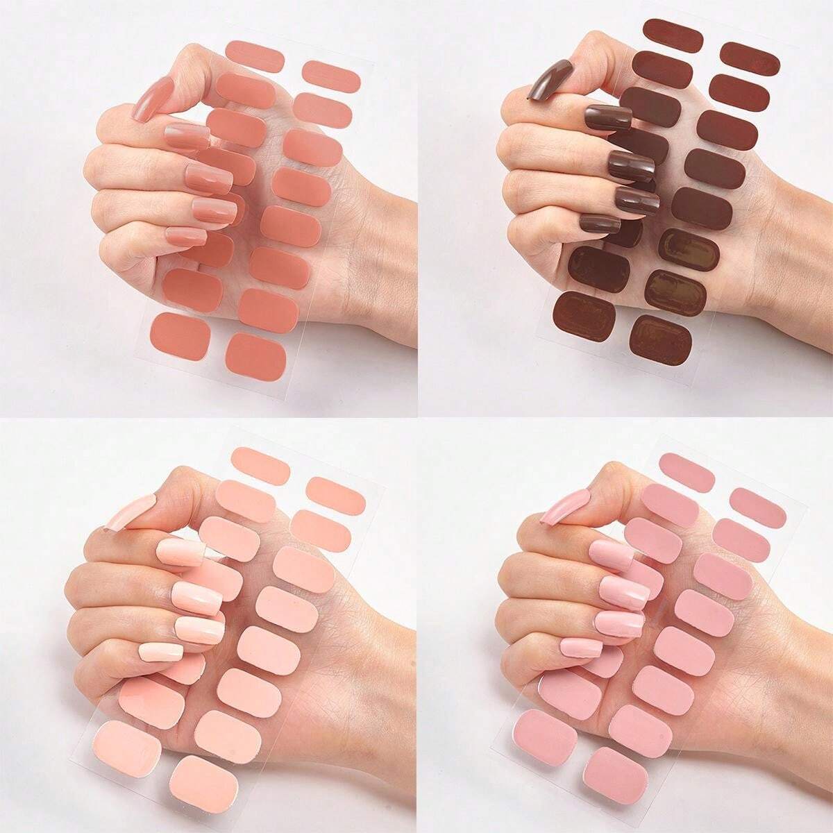 Summer Gentle And Sweet Daily Solid Color Combo Semi-Cured Gel Nail ...