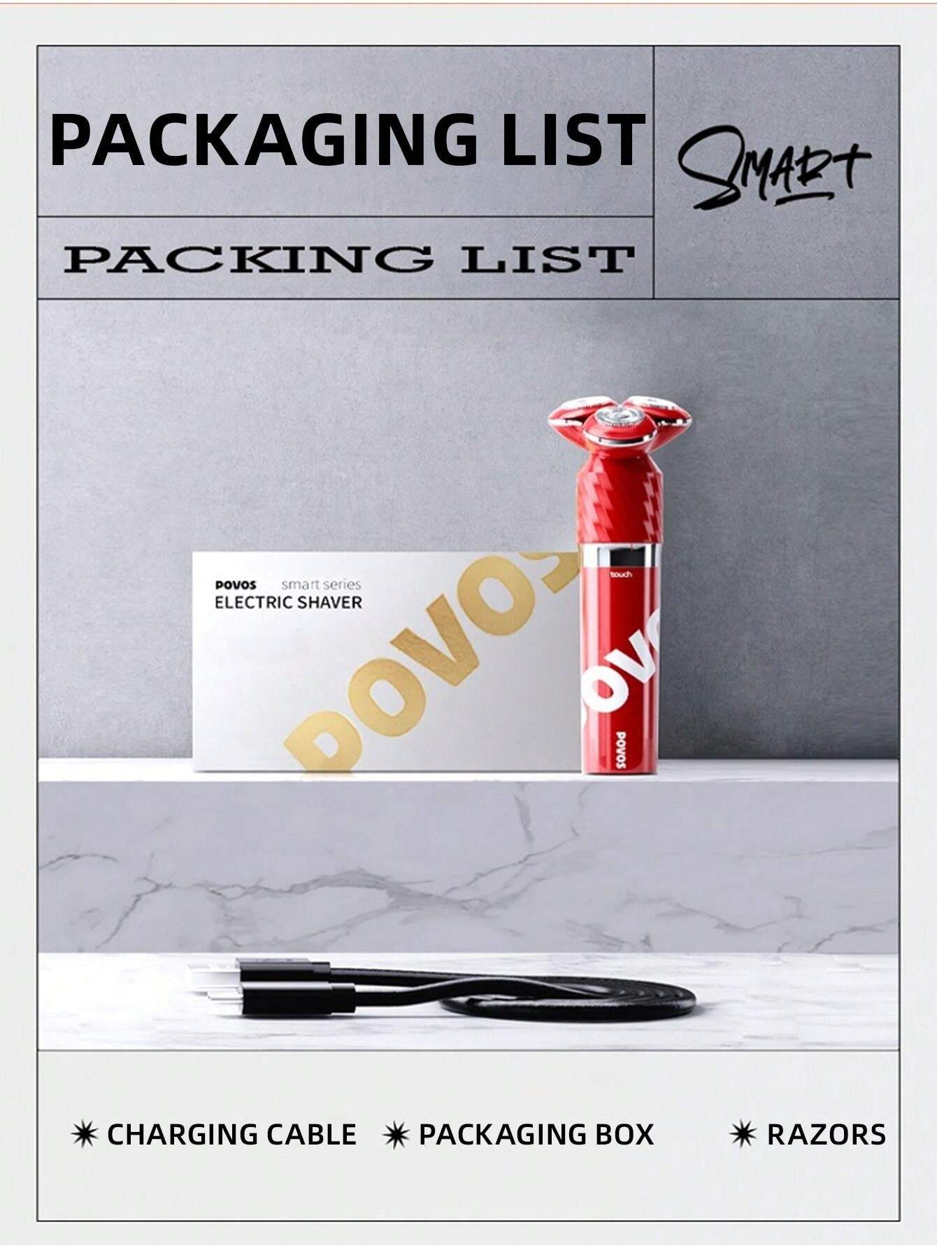 POVOS Men's Electric Shaver, Intelligent Induction, Whole Body ...