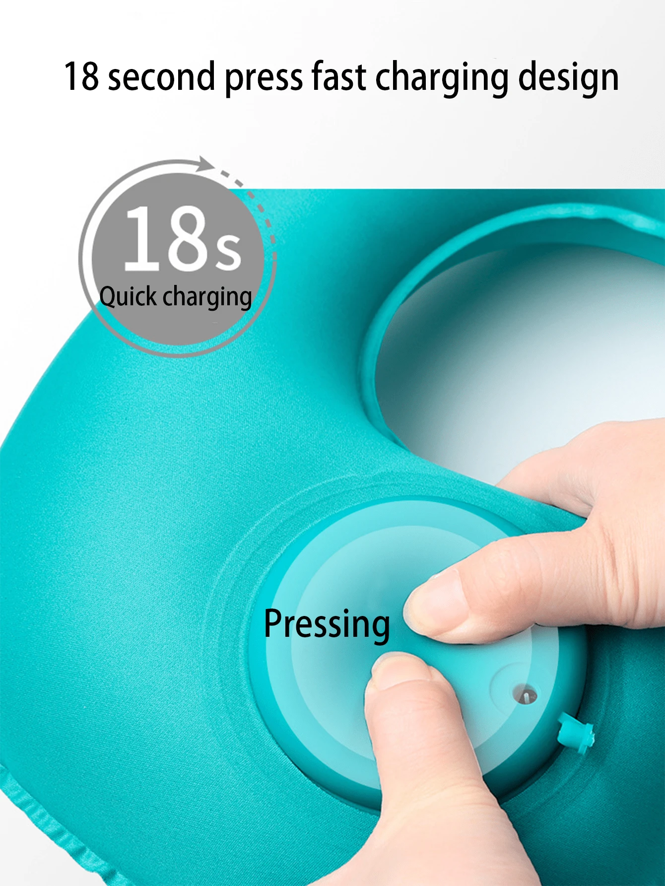 Inflatable U-Shaped Pillow, Press To Inflate, Portable Travel Neck ...