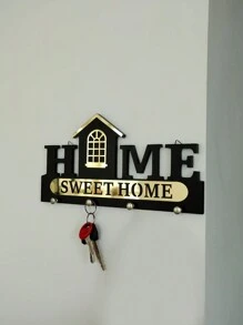 1pc Black Wooden Key Holder Golden Acrylic Cover - Unique Black & Gold ...