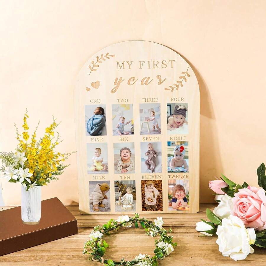 My First Year Photo Frame Board - Baby's First Year Picture Frame 12 ...