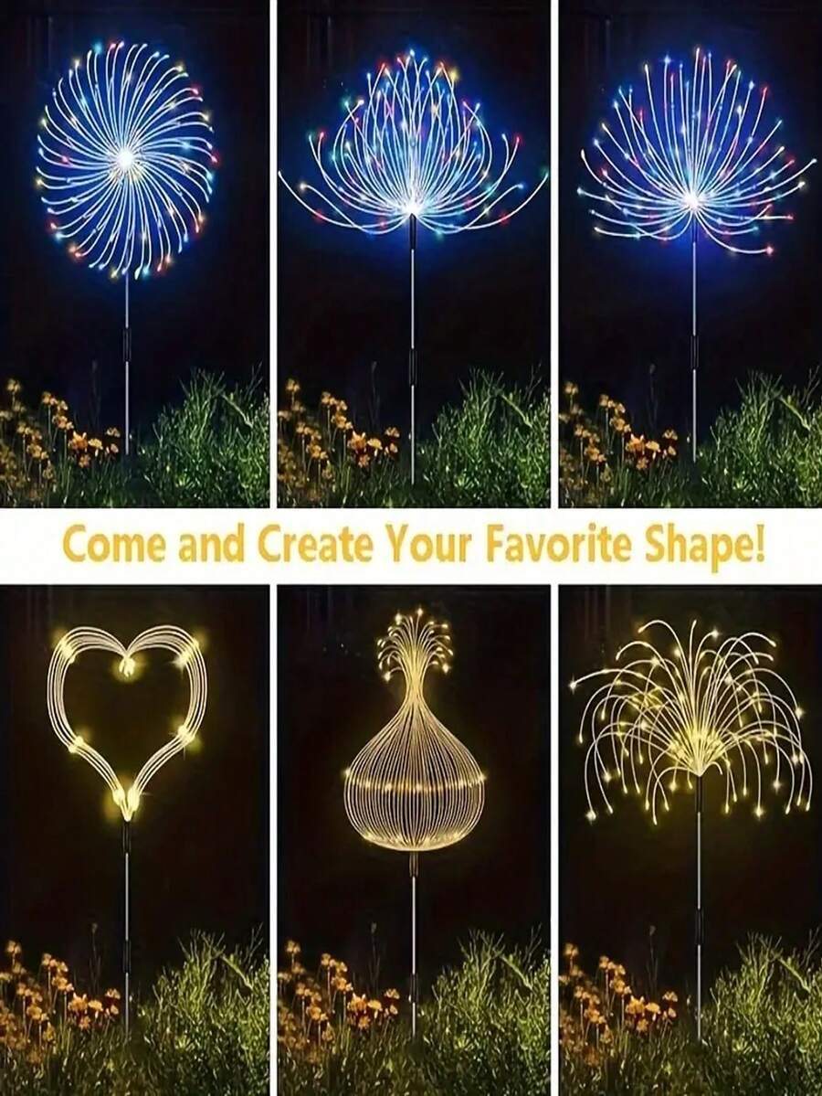 Solar Firework Light, Colorful LED Solar Garden Light With 8 Flashing Modes And High-Capacity ...