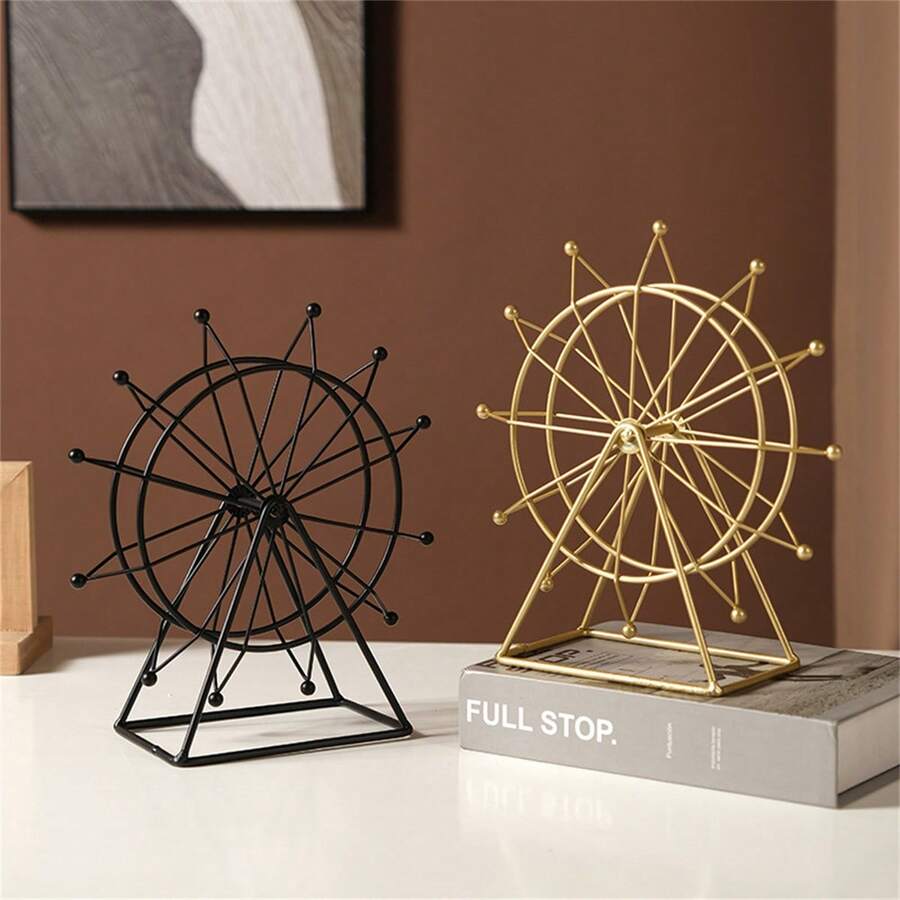 1pc Iron Art Metal Rotating Ferris Wheel Decoration For Office Desk ...