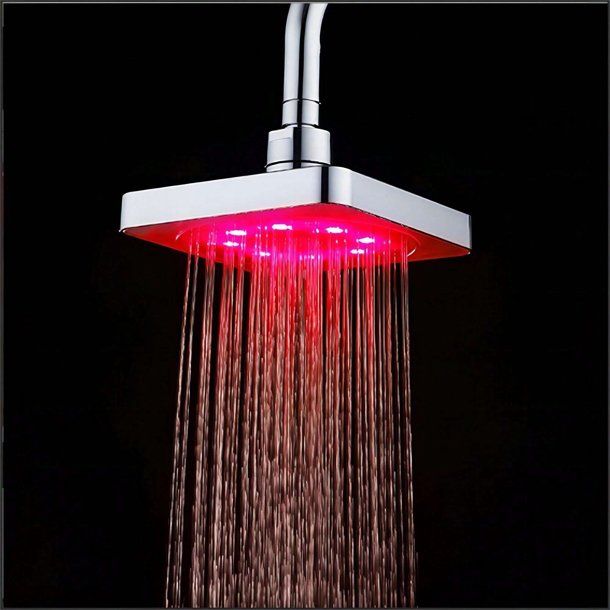 A Square Showerhead With Seven-Color LED Lights, Water-Powered ...