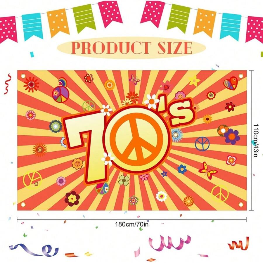 70s Party Backdrop Back To 70s Backdrop Hippie Groovy Party Decorations ...