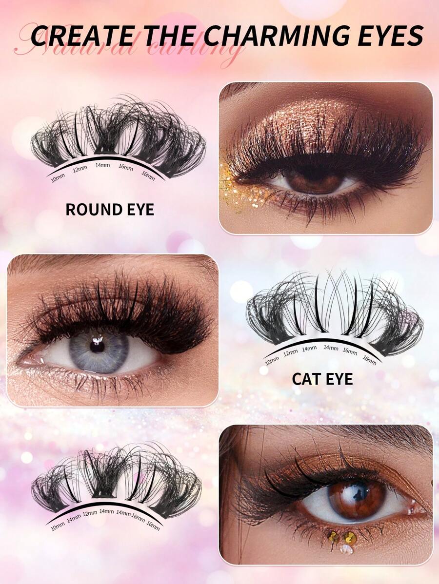 304PCS Individual False Eyelashes 2 Rows 5-6MM Fairy Hair Bottom ...