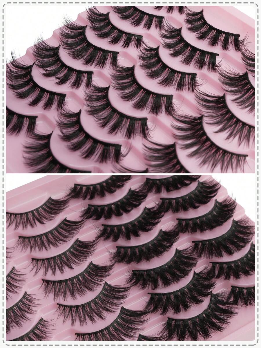 21 Pairs 3D Faux Mink Combination False Eyelashes, Natural Dense Fluffy ...