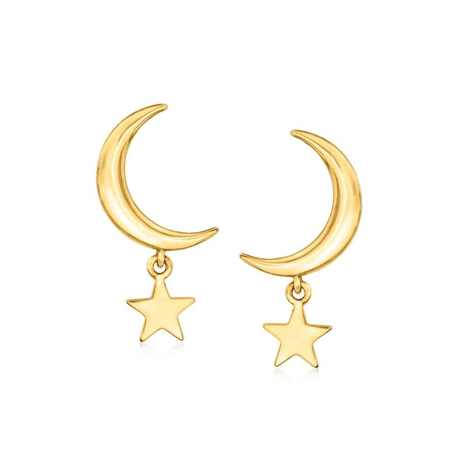 RS Pure RS Pure By Ross-Simons 14kt Yellow Gold Moon And Star Drop ...