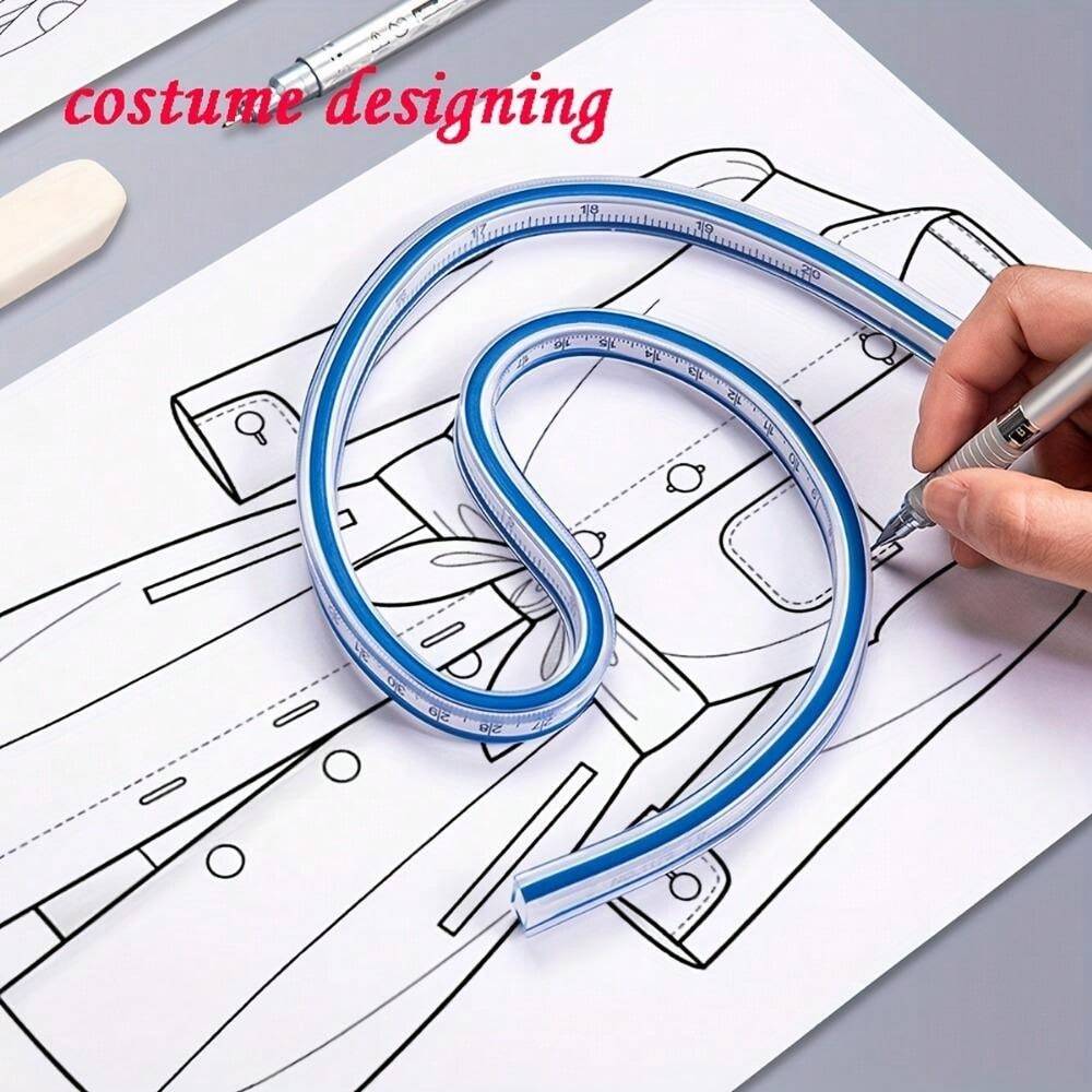 1pc Curve Snake Shaped Soft Ruler, Metric And Imperial Double Scale ...