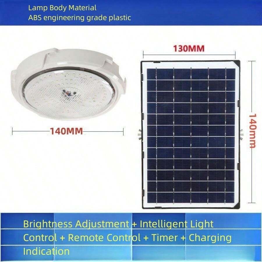 1pc LED Solar-Powered Ceiling Light, Indoor Circular Lamp For Balcony ...
