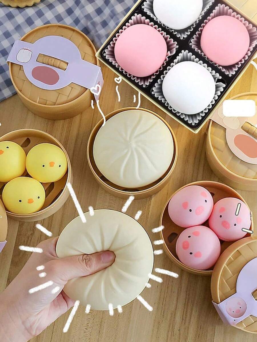 1pc-Dumpling Soft Stress Relieving Toys, Buns With Steam Drawer, Stress ...