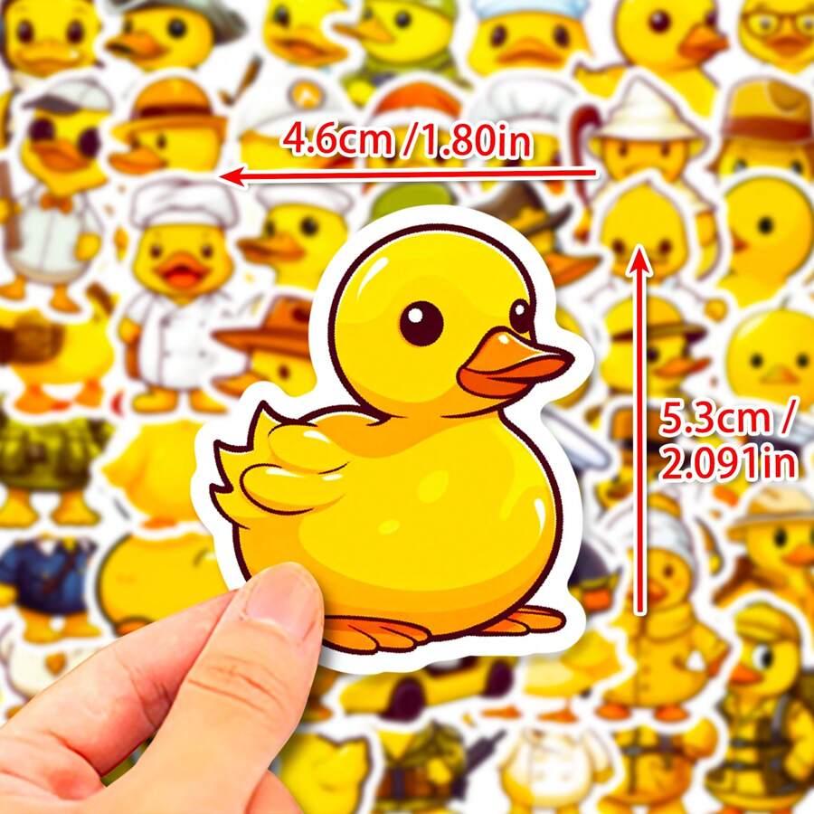 100Pcs Funny Duck Stickers, Cute Yellow Duck Waterproof Stickers For ...