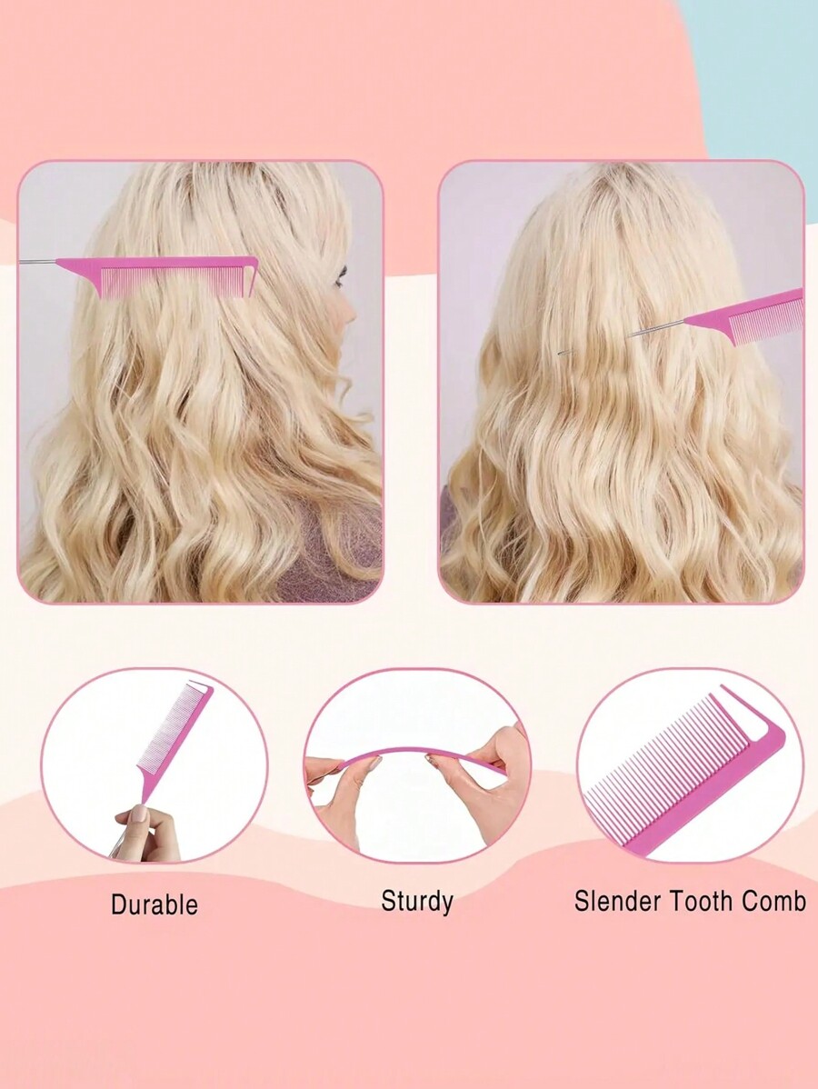 10 Pieces Hair Styling Comb Set Teasing Hair Brush Triple Teasing Comb ...