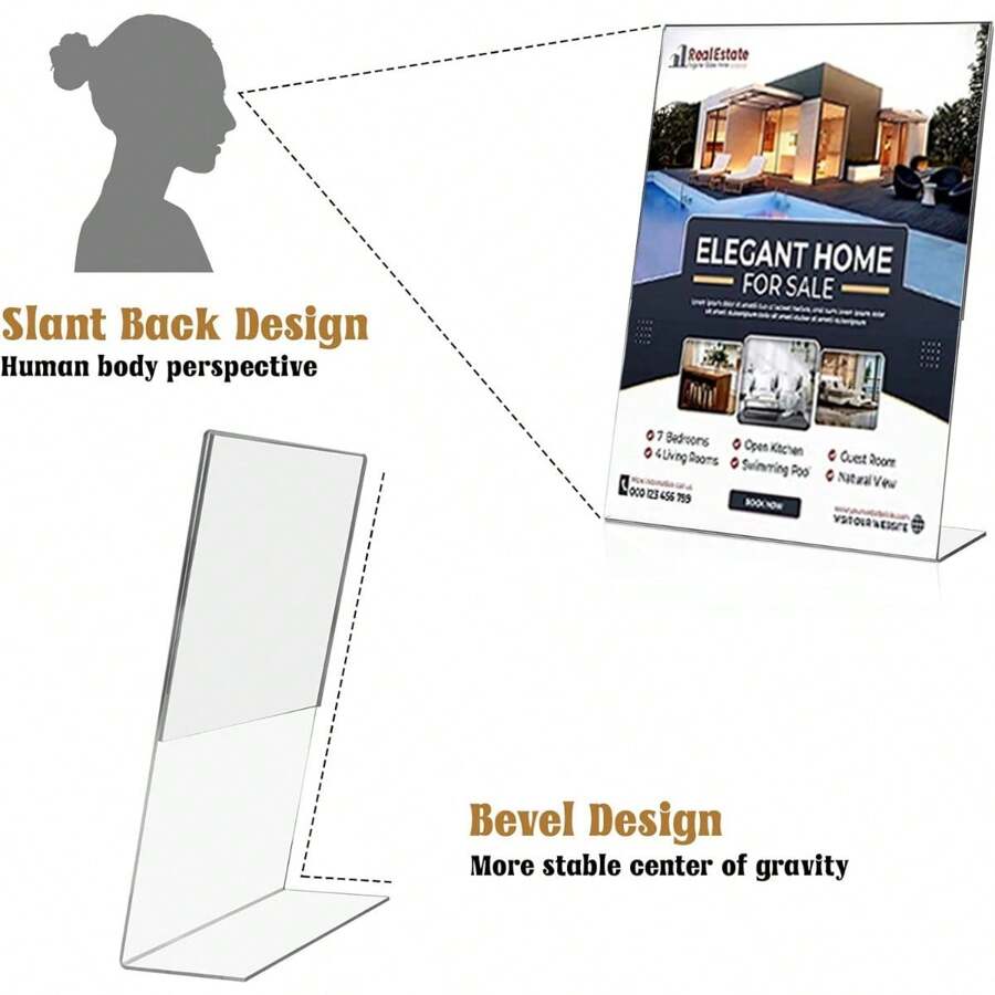 10 Pack Acrylic Sign Holder 8.5 X 11, Slanted Back Sign Holders, Clear ...