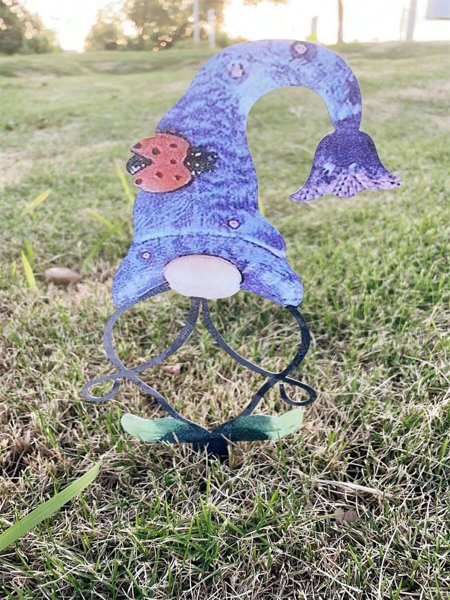 One 30cm Long Iron Cutout T- Flower Pot Insert With Blue & Yellow Color, Made Of Metal With ...