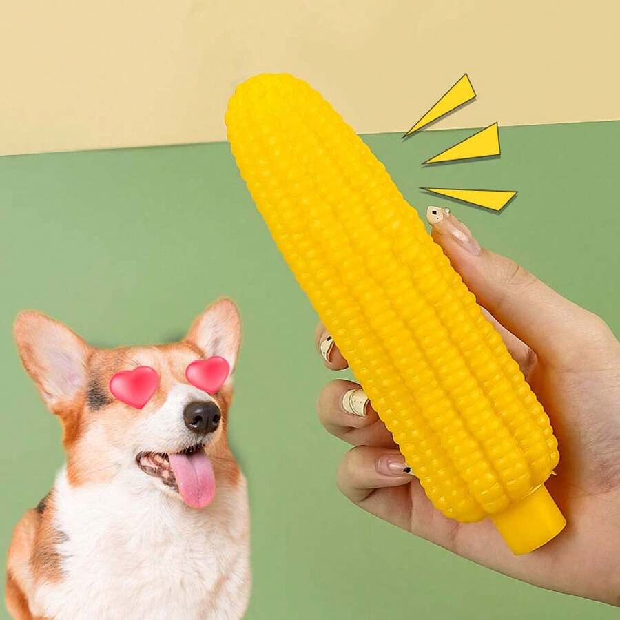 Corn Design Dog Chew Toy - Durable, Squeaky Fun For Teeth Grinding ...