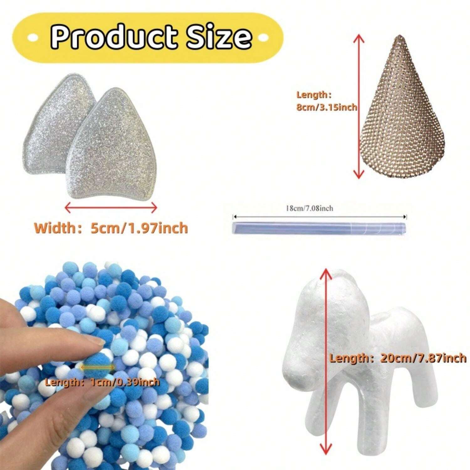 [709pcs]700 Pcs 1cm/0.4inch Pink Blue Pom Poms With A Foam Unicorn ...