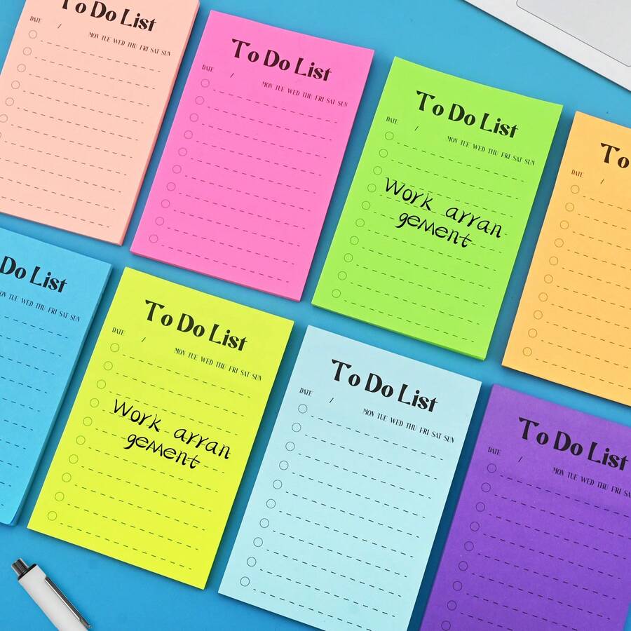 8 Pcs Fluorescent Color Notes Plan Note Index Label Office Stationery ...