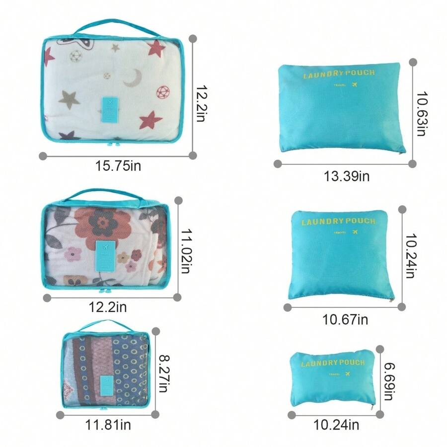 Global Phoenix 9Pcs Waterproof Packing Cubes Travel Organizer Storage ...