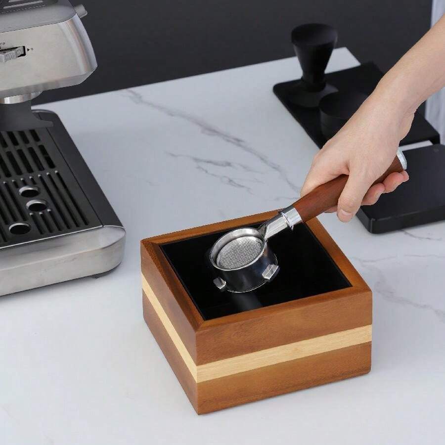 Walnut Espresso Knock Box, Large Solid Wood Square Coffee Grinds ...