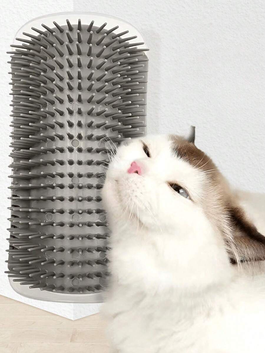 Cat Wall Corner Self-Grooming Brush And Scratcher - Perfect For Indoor ...