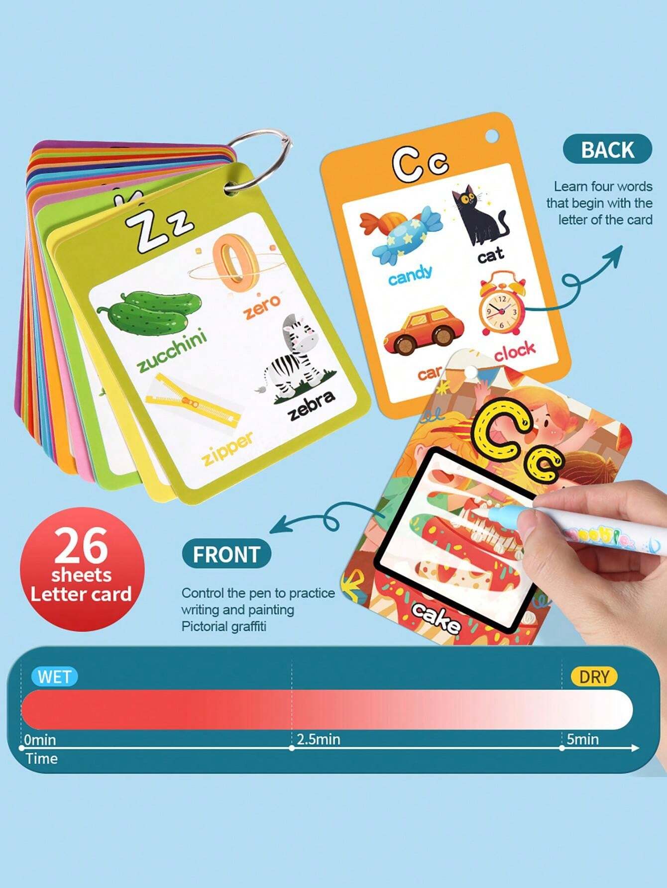 Children's Magic Water Drawing Card, English Alphabet And Number Early ...