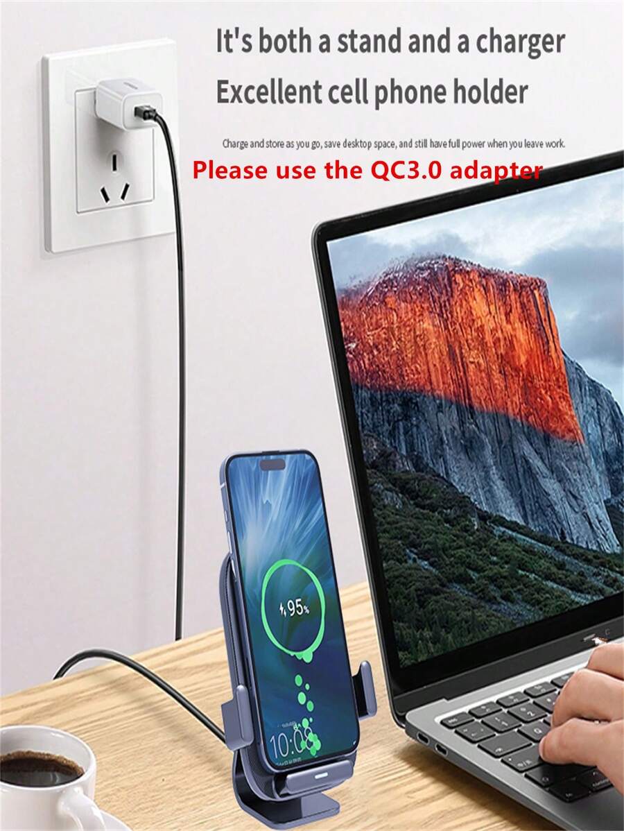 Supporto per Telefono Cellulare con Caricabatterie Wireless, Stand con ...