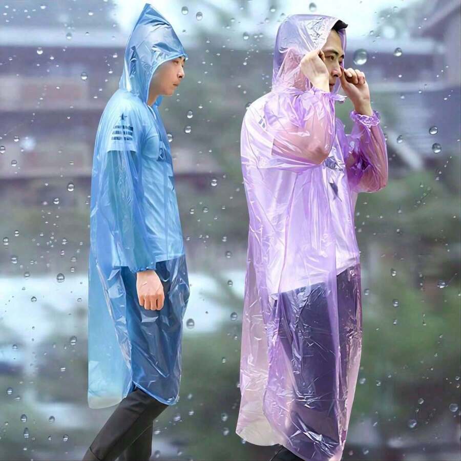 10 Pcs Disposable Rain Ponchos Adults Emergency Waterproof Rain Coat ...