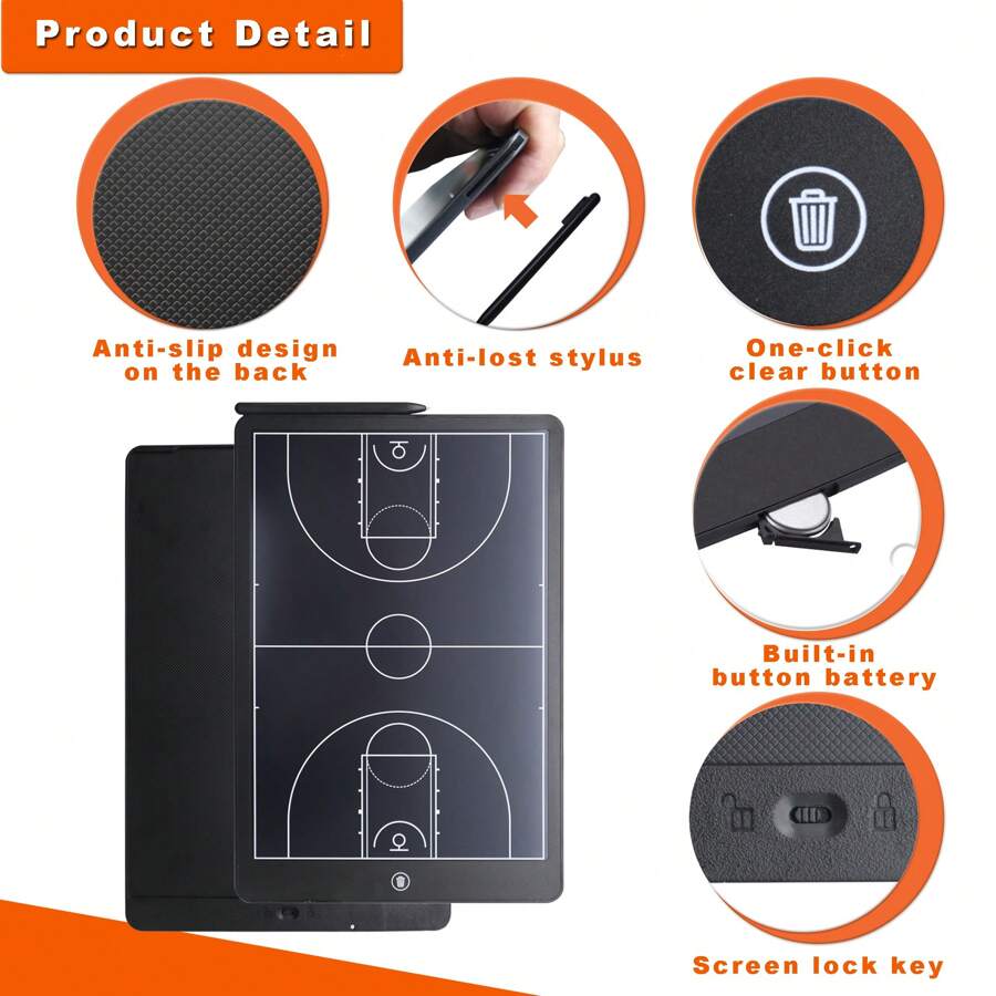 16'' Electronic Basketball Coaching Board, LCD Screen Tactical Marker ...