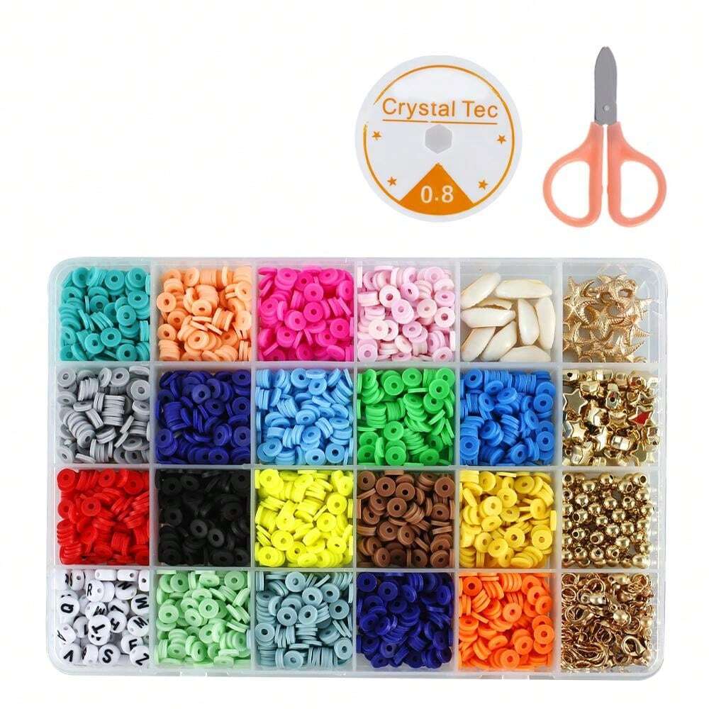 2340 Flat Round Beads 6mm Small Craft Beads With Alphabet Letter Beads ...