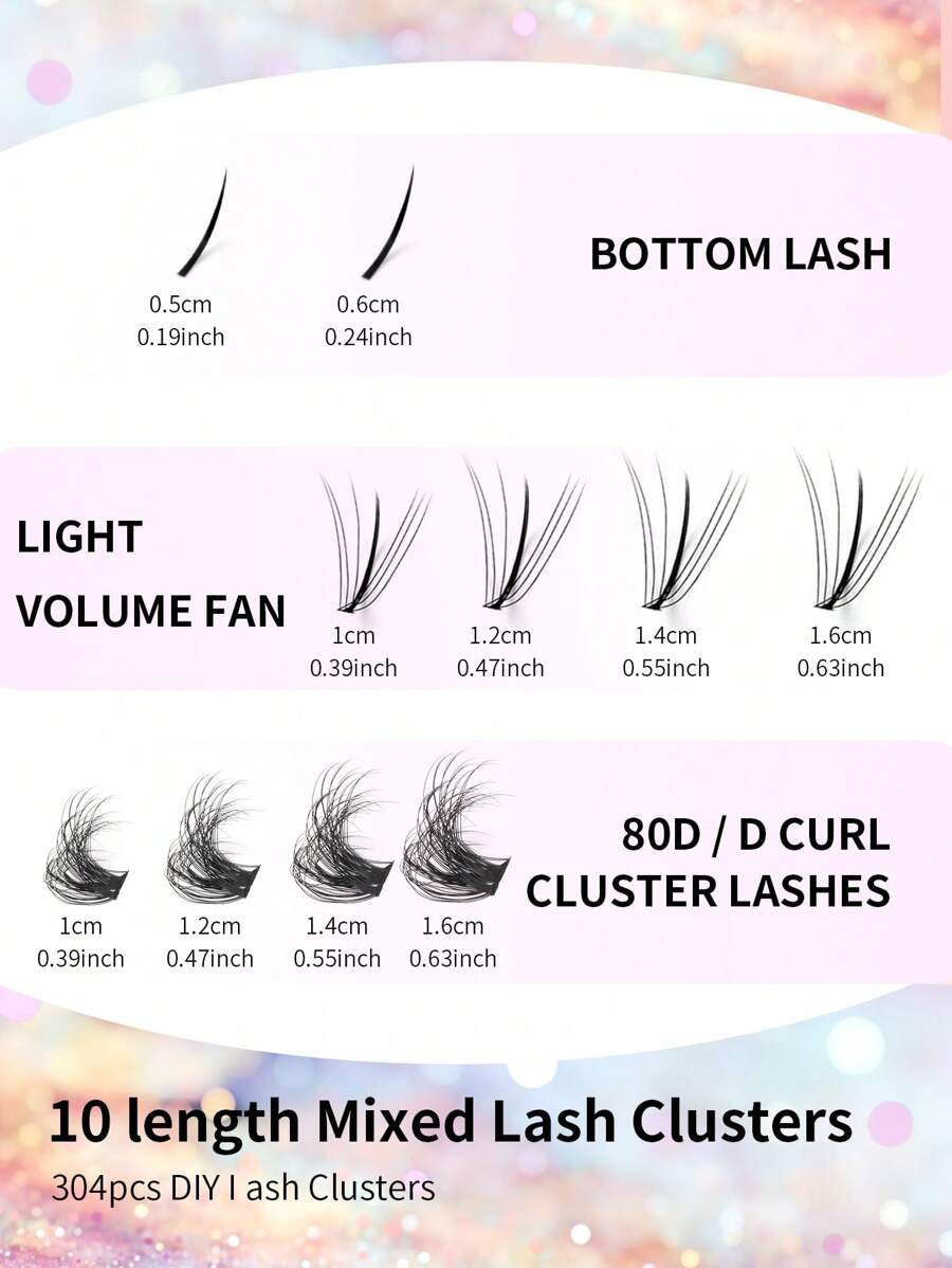 304PCS Individual False Eyelashes 2 Rows 5-6MM Fairy Hair Bottom ...