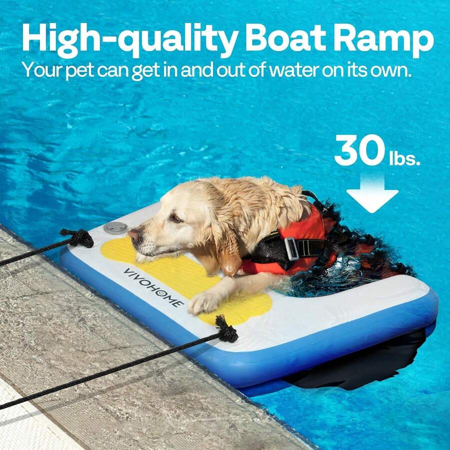 VIVOHOME Inflatable Pup Plank Dog Boat Ramp Float For Pets Up To 30 ...
