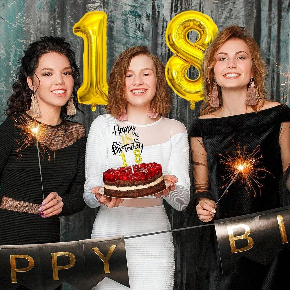 5Pcs Happy Birthday Party Decorations Set,18th 21th 30th 40th 50th 60th ...