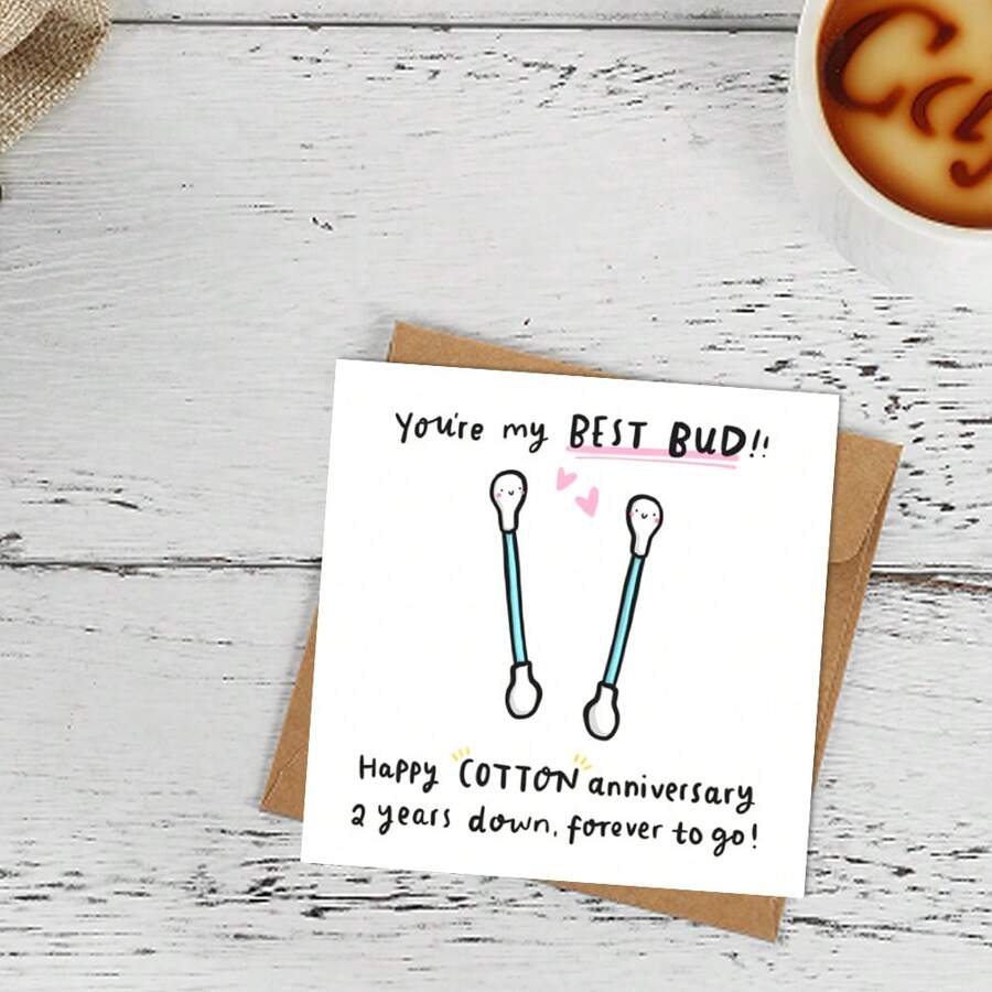 Funny 2nd Anniversary Card, You're My Best Bud, Knitted Anniversary ...