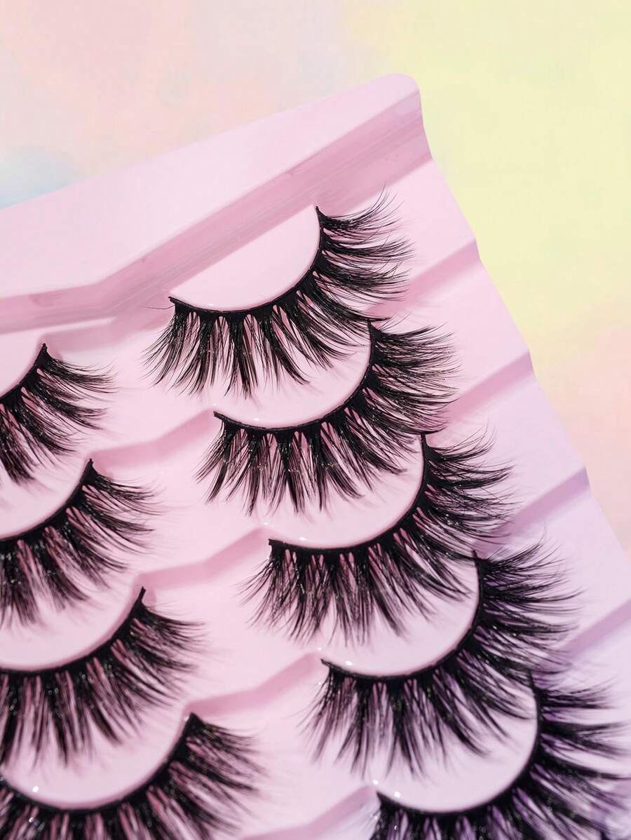 7 Pairs 5D Natural Long Black Crisscross False Eyelashes, Ideal For ...