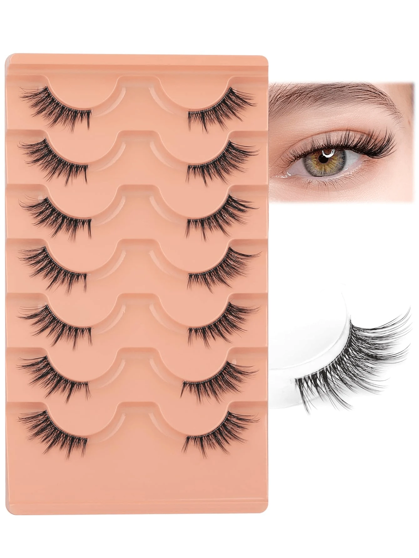 7 Pairs Natural Half Transparent Water Mink Eyelashes With Cat Eye ...