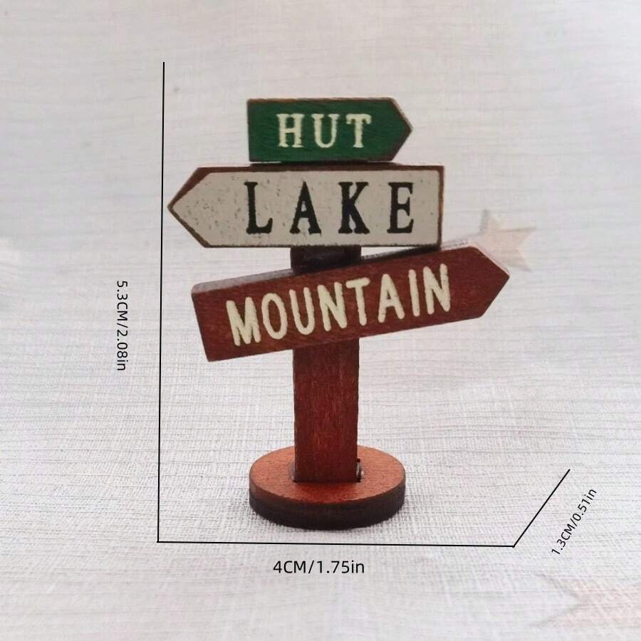 1pc Wooden Craft Garden Decoration Miniature Landscape Signboard For ...