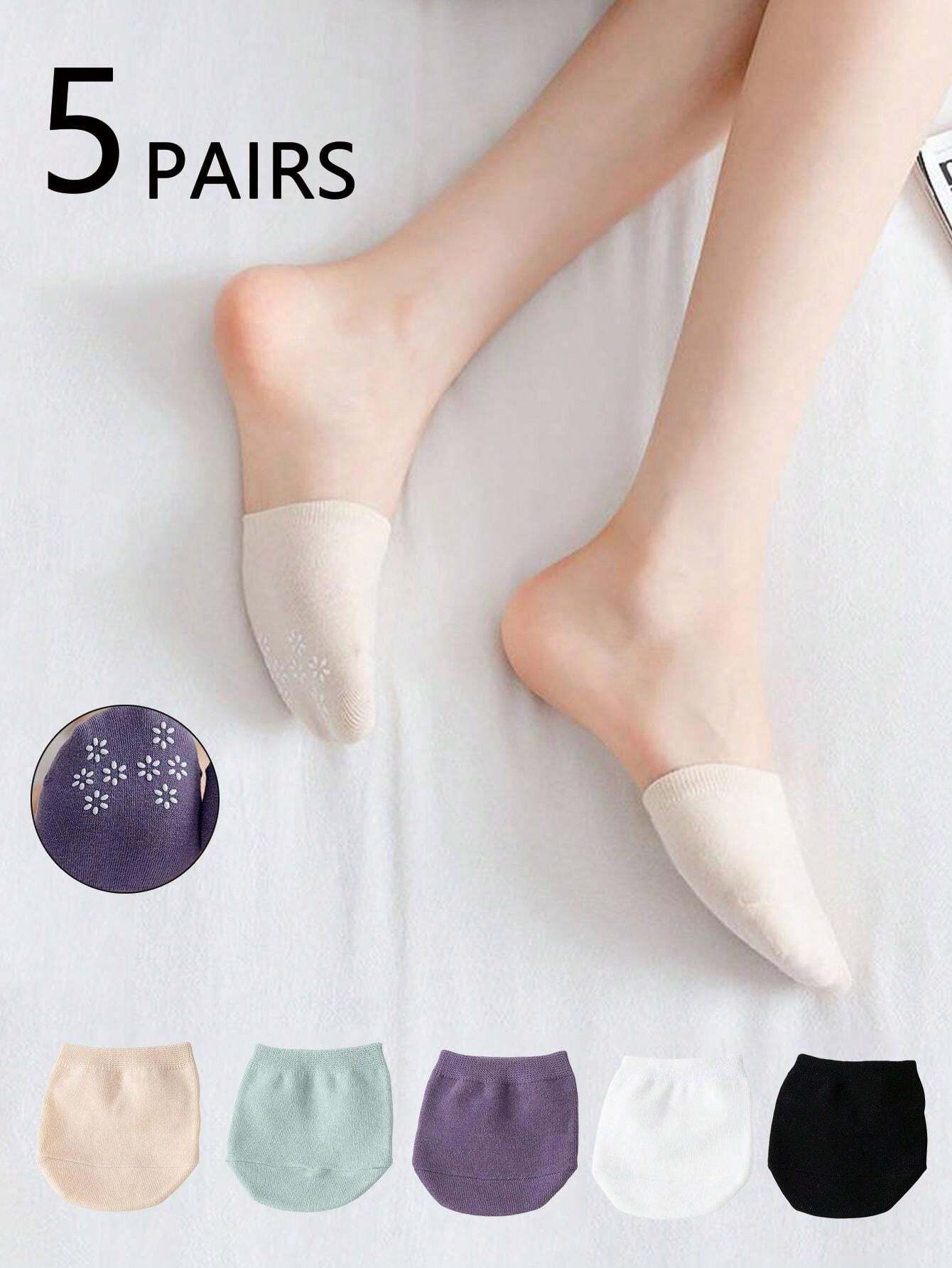 5 Pairs Women's Silicone Anti-Slip Half-Sole Socks, Soft & Comfortable ...