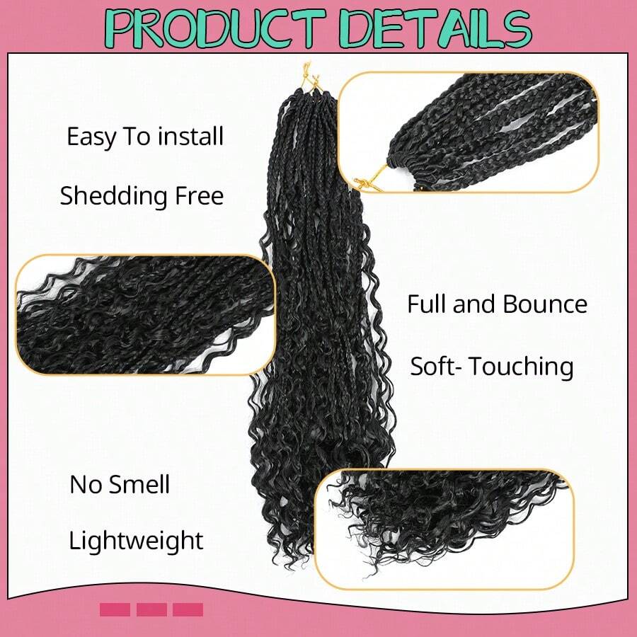 8 Packs 22 Inch Crochet Box Braids- Boho Box Braids Crochet Braids Hair ...