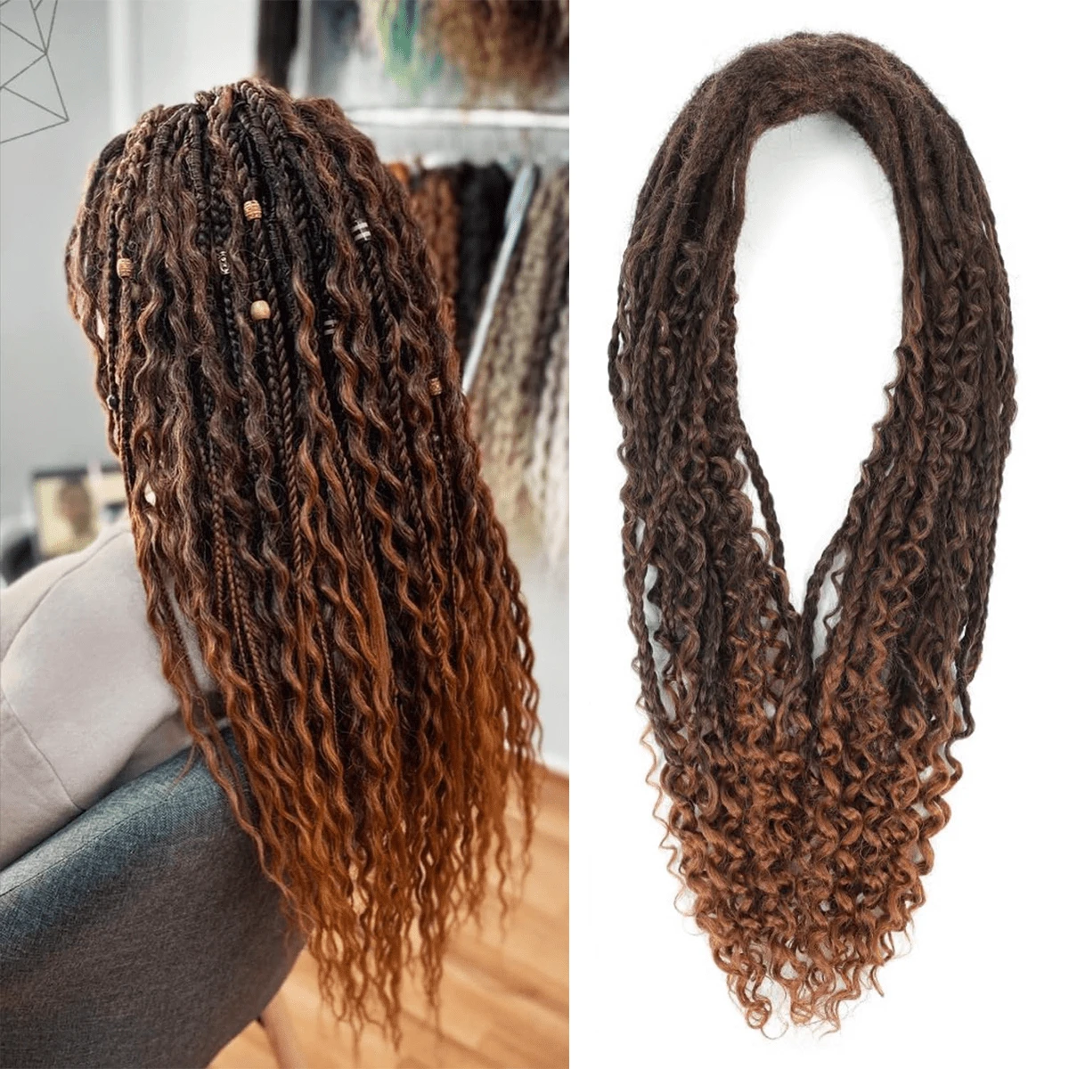 Ombre Brown 1Pack (1 Pack Of 10 Pieces) Boho Dreadlocks Synthetic Boho ...