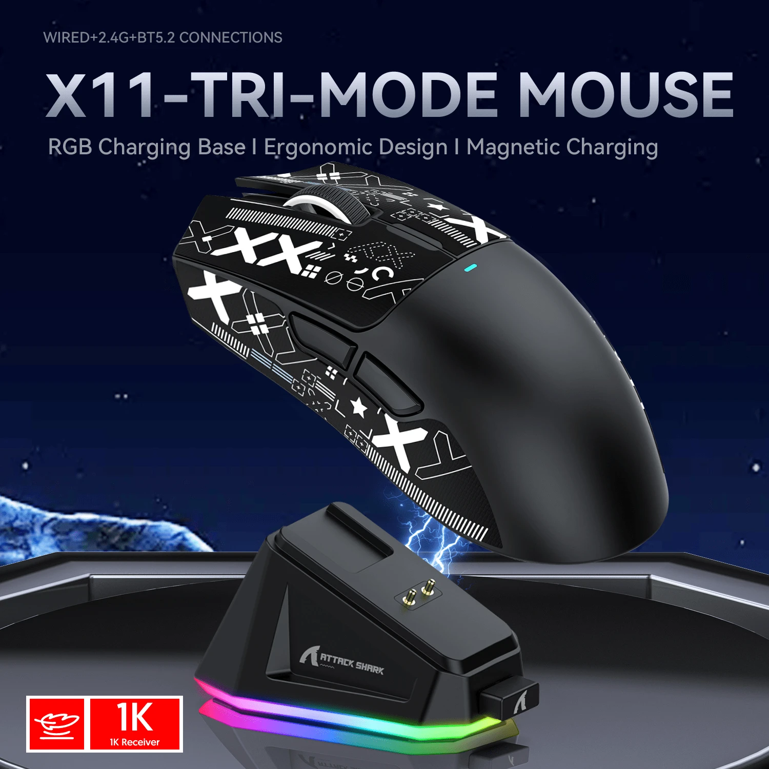 Attack Shark X11 59g Superlight Wireless Gaming Mouse With Grip Tape ...