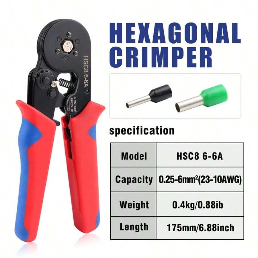 HSC8 6-4A / HSC8 6-6A Crimping Pliers For Pipe Type VE Terminal, Quick Wire Connector Clamp With ...