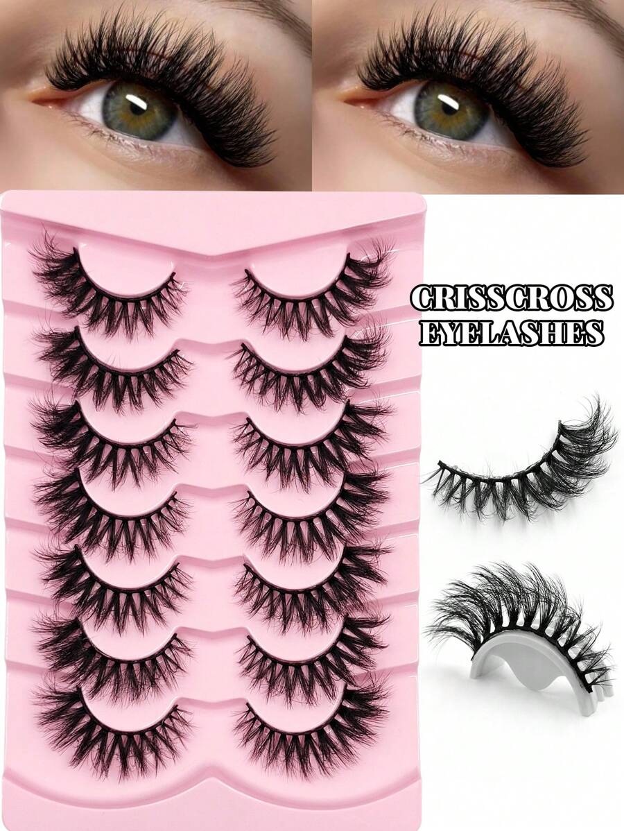 7 Pairs Crisscross Thick Lashes Fluffy Wispy False Eyelashes End Eye ...