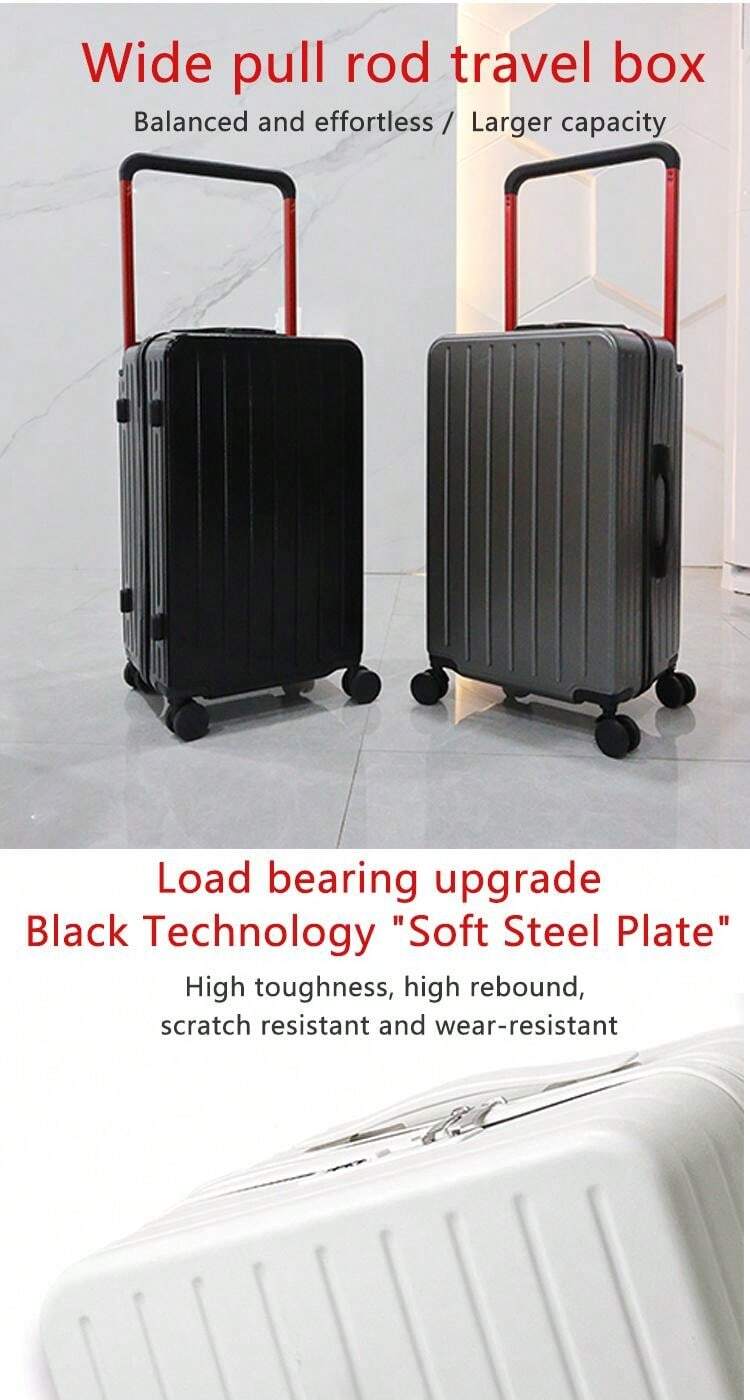 1pc Solid Color Rear Placed 24-Inch Luggage With Wide Pull Handle, PC ...