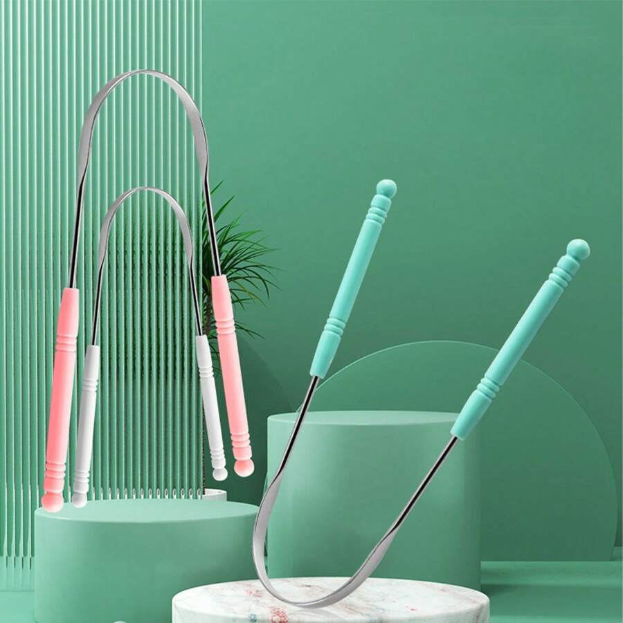 U-Shaped Tongue Scraper Plastic Stainless Steel Clean Tongue Coating ...