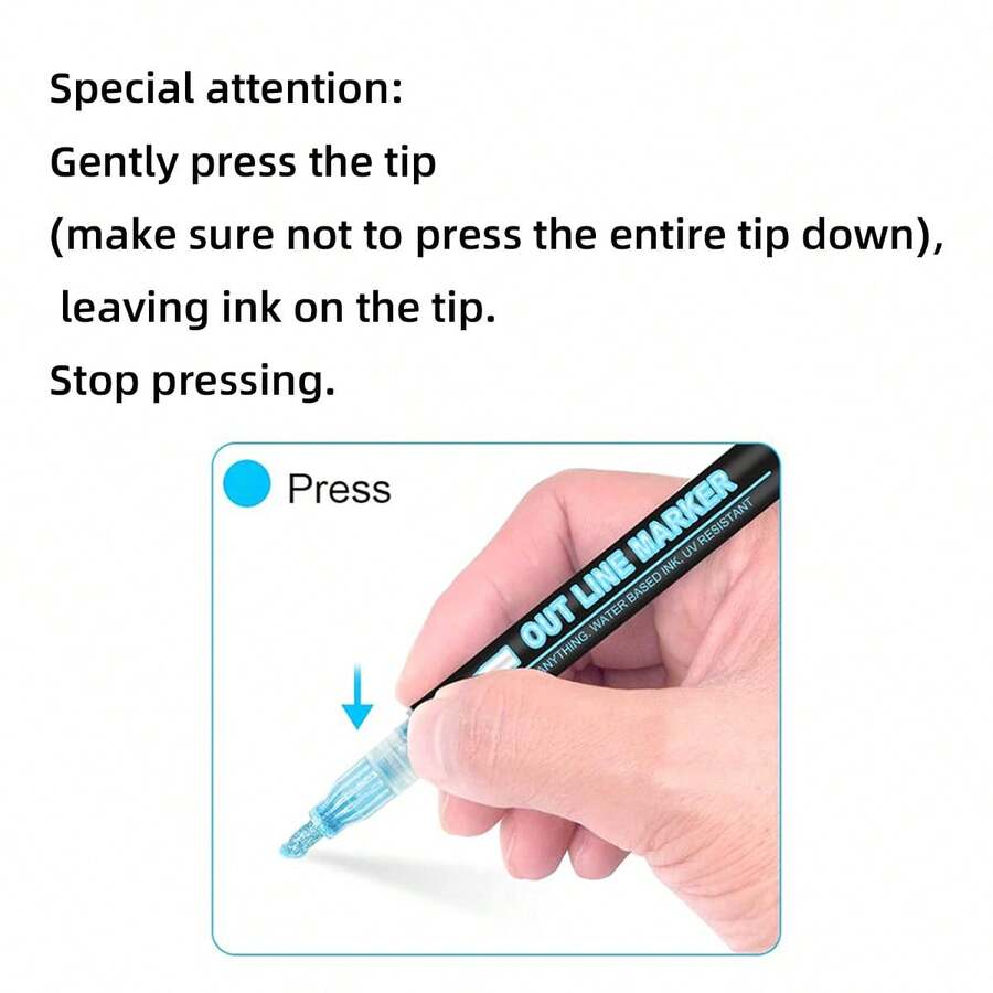 36/24/12/8pcs Color Flash Marker Double Line Contour Pen, Metal Flash ...