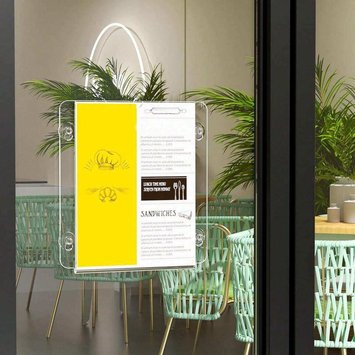 Clear Acrylic Window Sign Holder 8.5x11 Inches With 4 Suction Cups ...