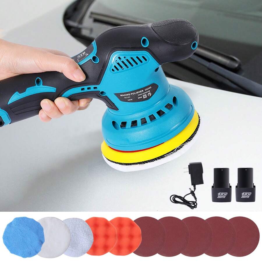 Cordless Car Buffer Polisher 2800-5500RPM 8 Adjustable Speeds Dual ...