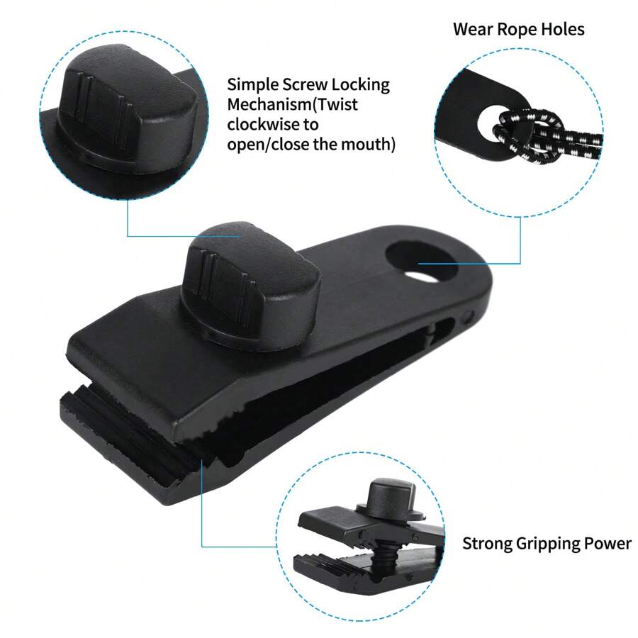 30Pcs Tarp Clips Set, 10 Heavy Duty Tarp Clips With 10 Ball Bungee ...